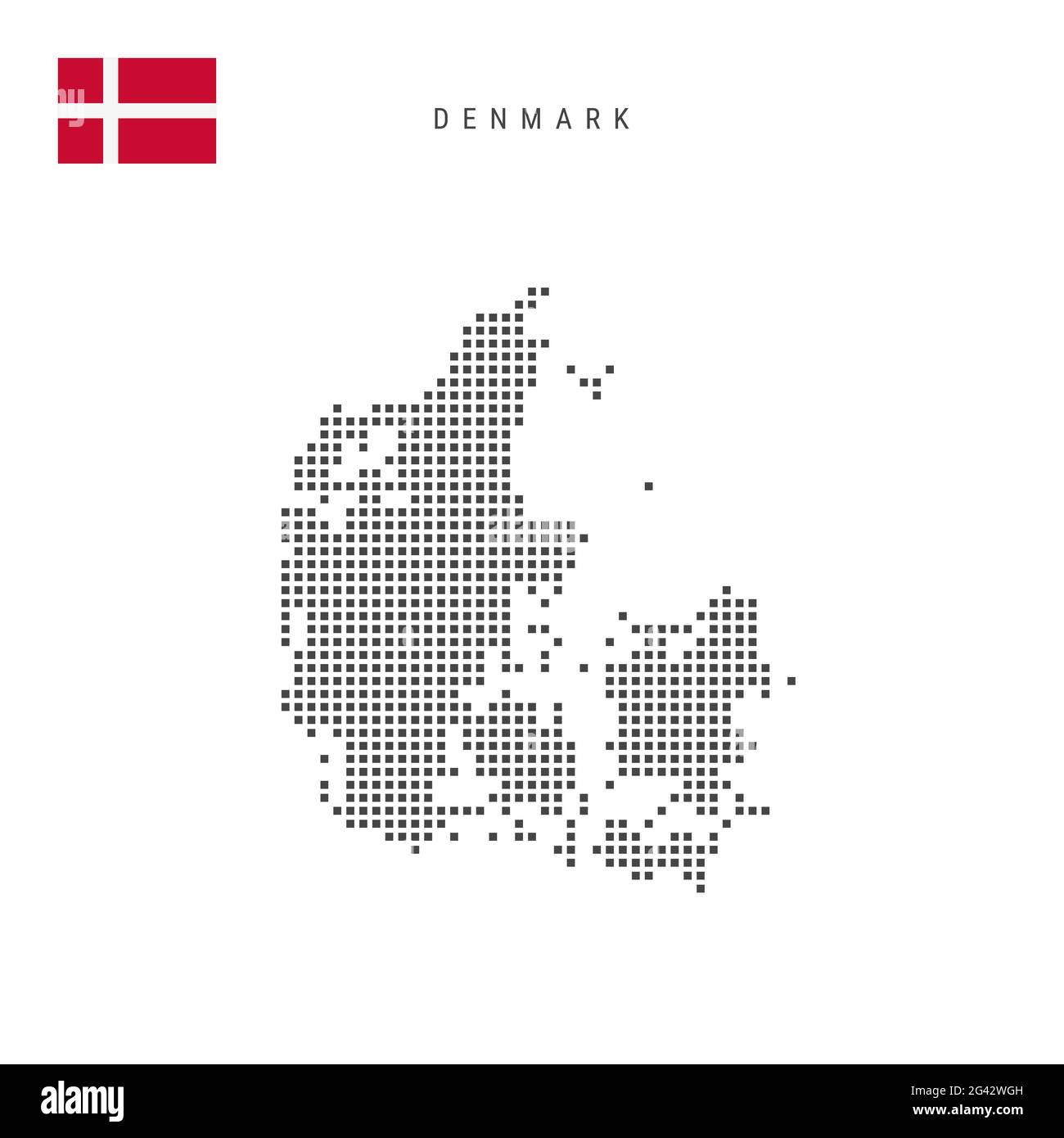 Square dots pattern map of Denmark. Danish dotted pixel map with ...
