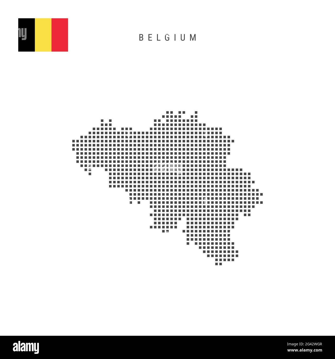 Square dots pattern map of Belgium. Belgian dotted pixel map with ...