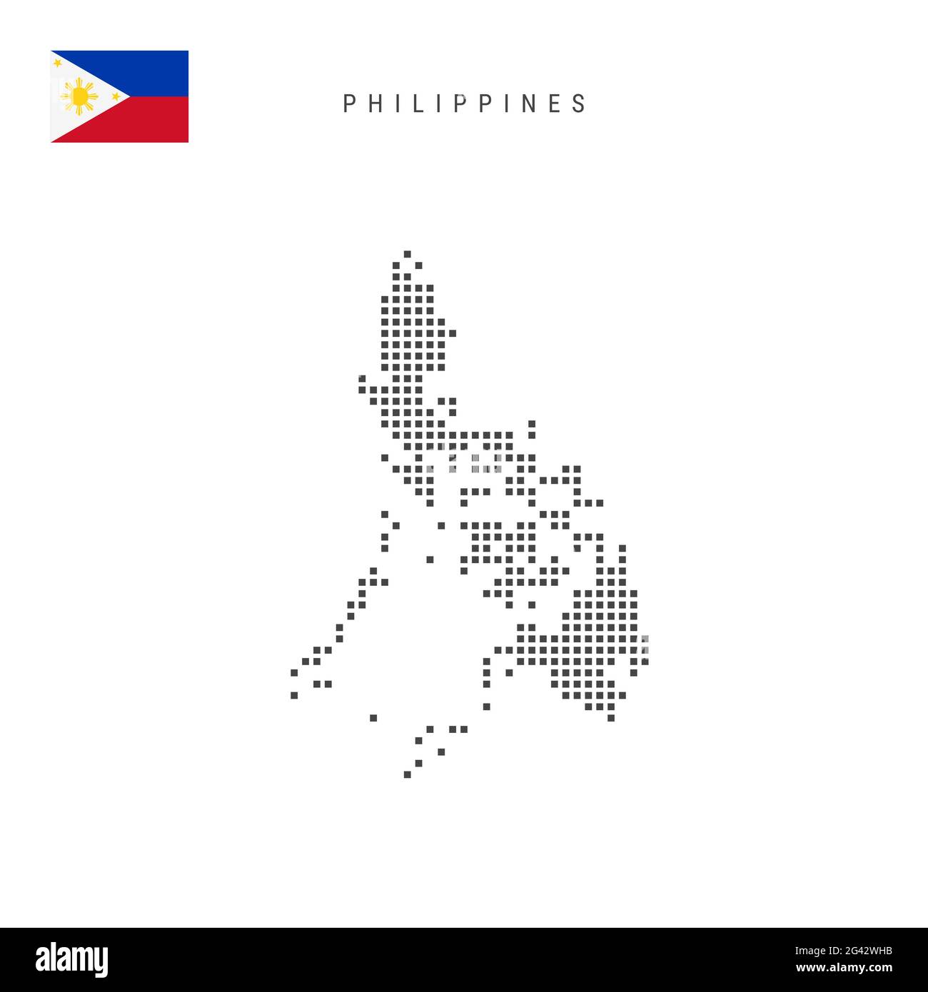 Square dots pattern map of Philippines. Philippine dotted pixel map ...