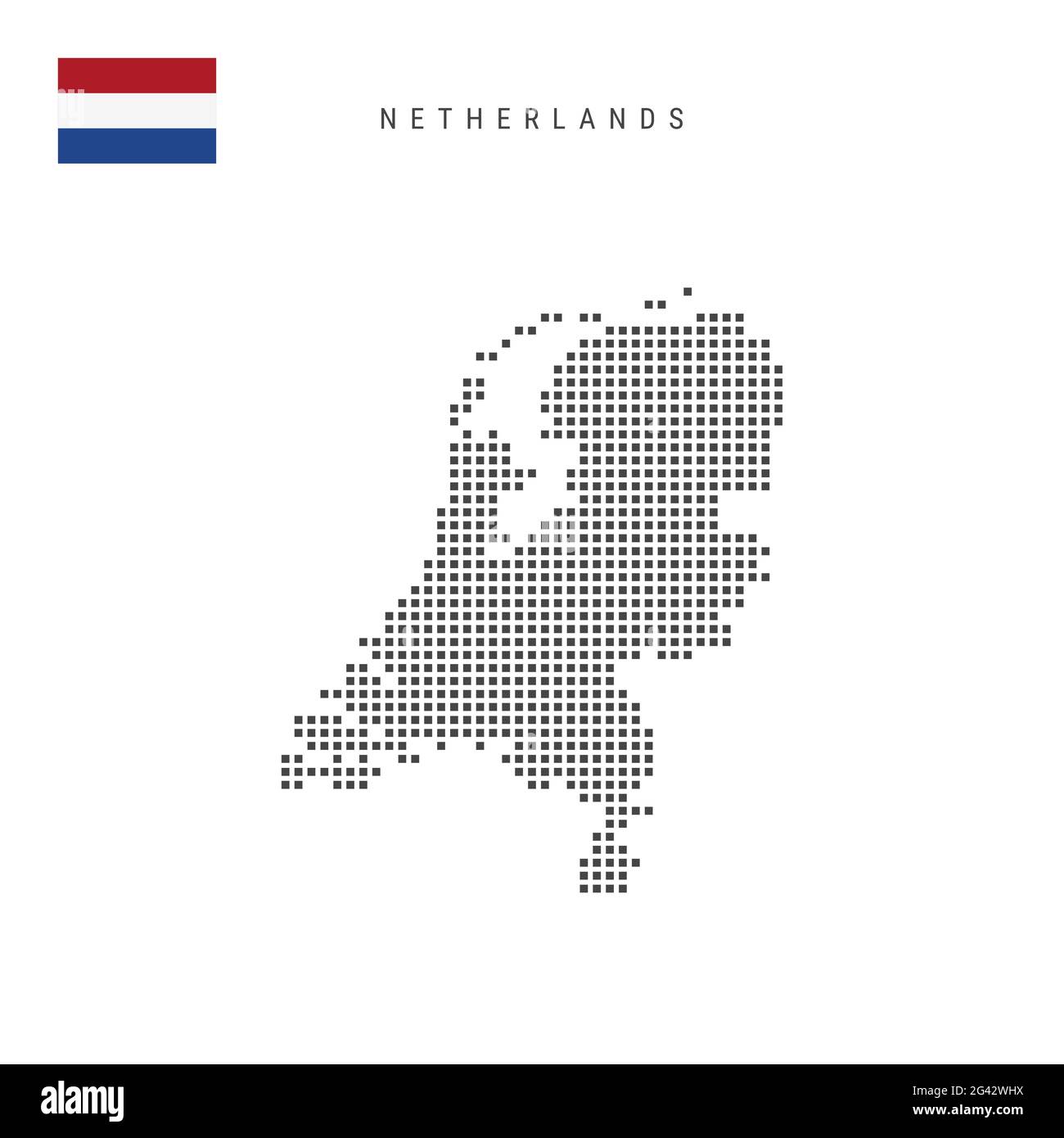 Square dots pattern map of Netherlands, Holland. Dutch, Netherlandish dotted pixel map with ...