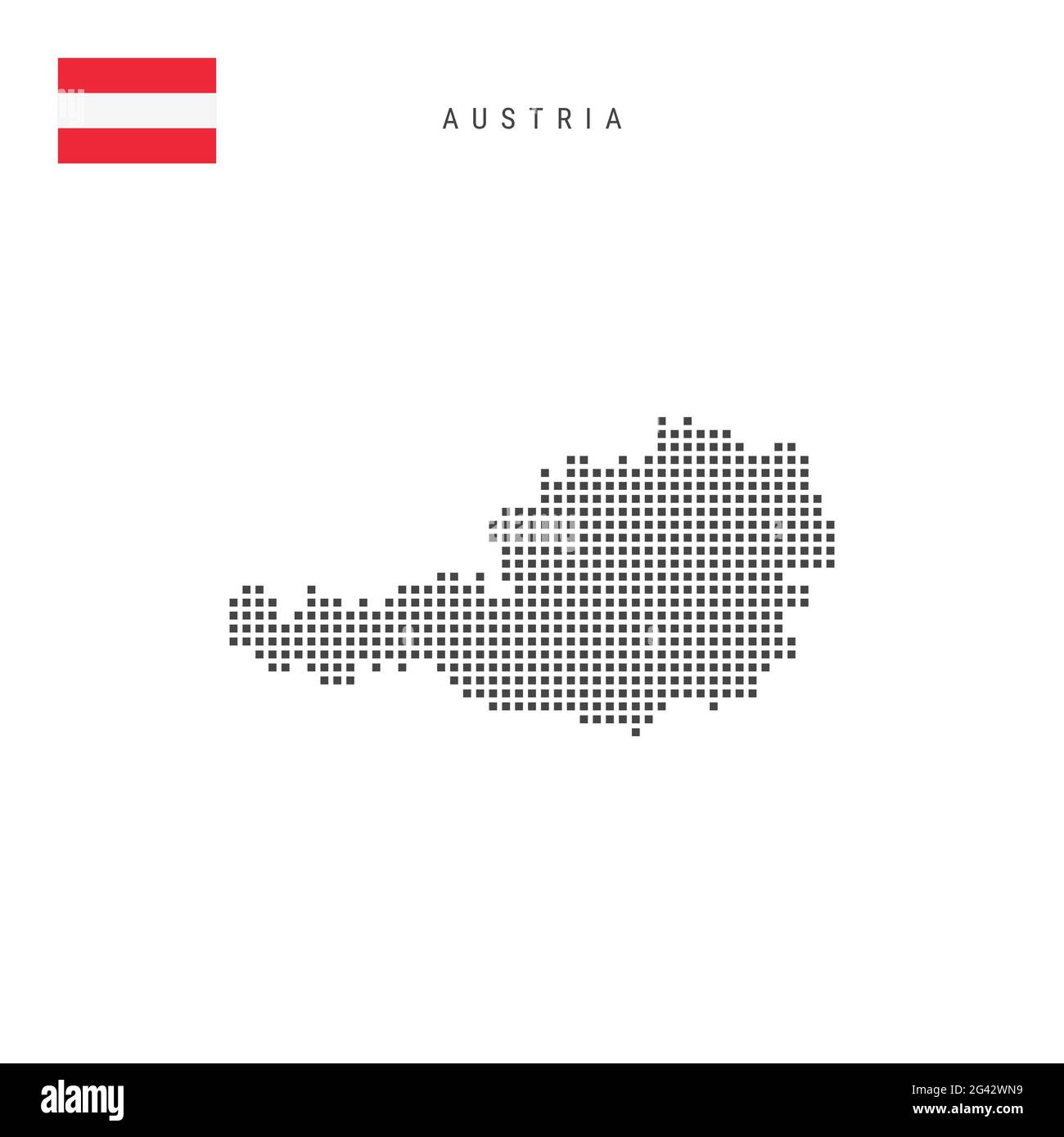 Square dots pattern map of Austria. Austrian dotted pixel map with ...