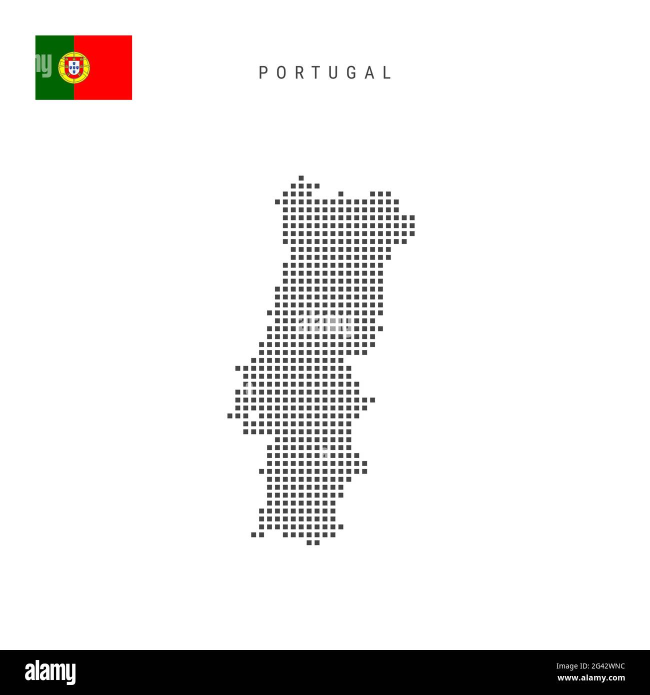 Square dots pattern map of Portugal. Portuguese dotted pixel map with ...