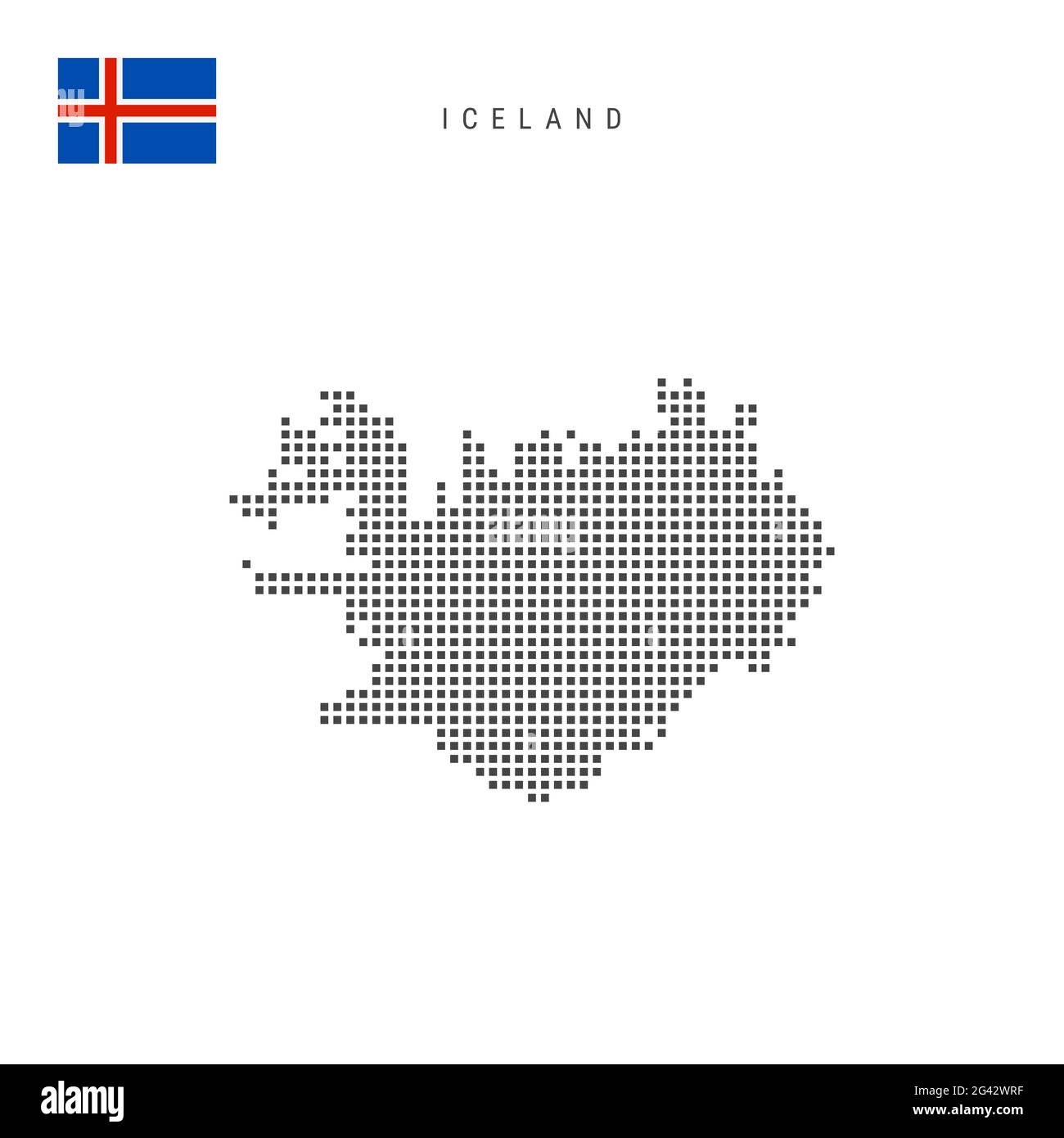 Square dots pattern map of Iceland. Icelandic dotted pixel map with ...