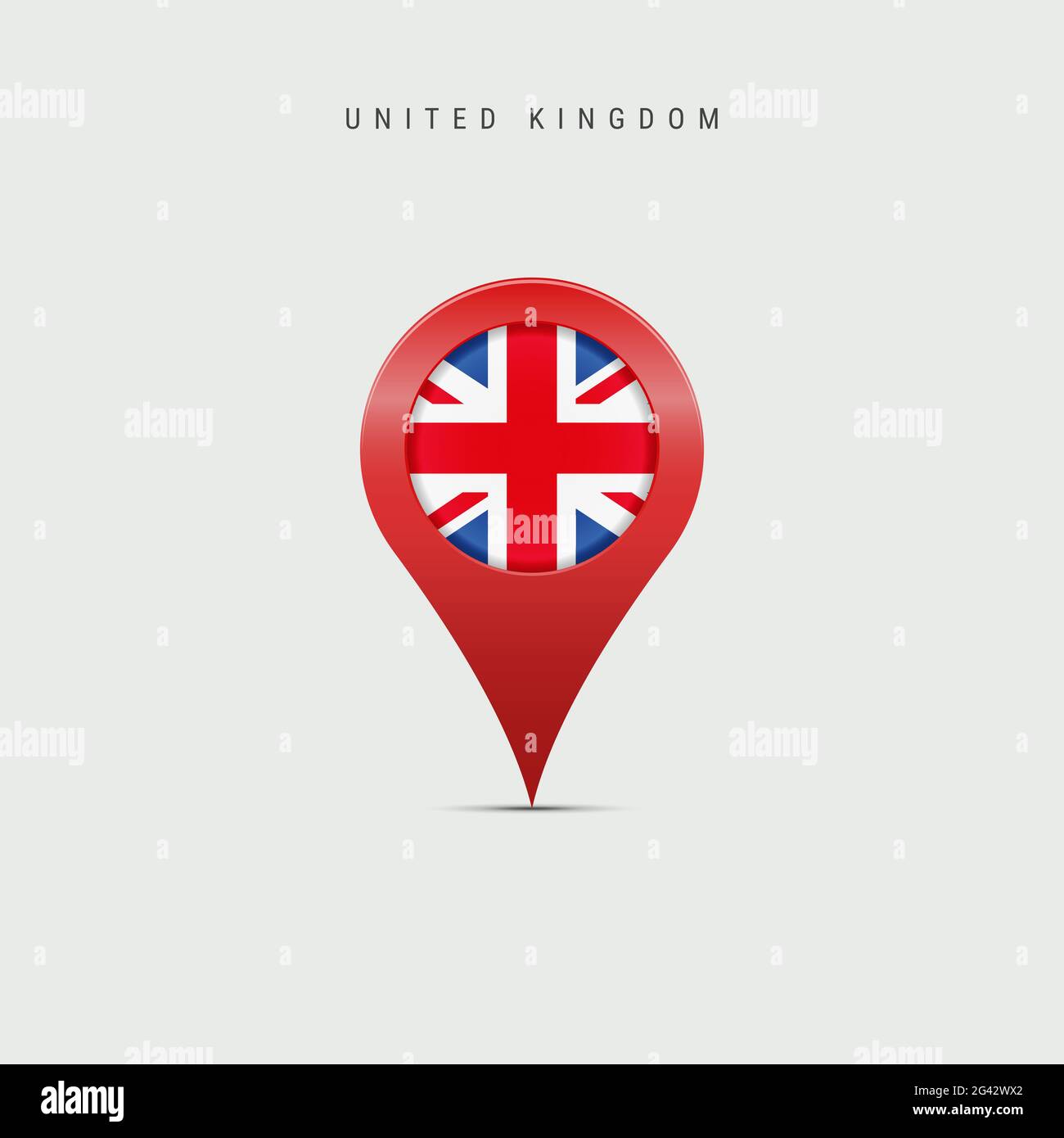 Teardrop map marker with flag of United Kingdom. British flag inserted ...