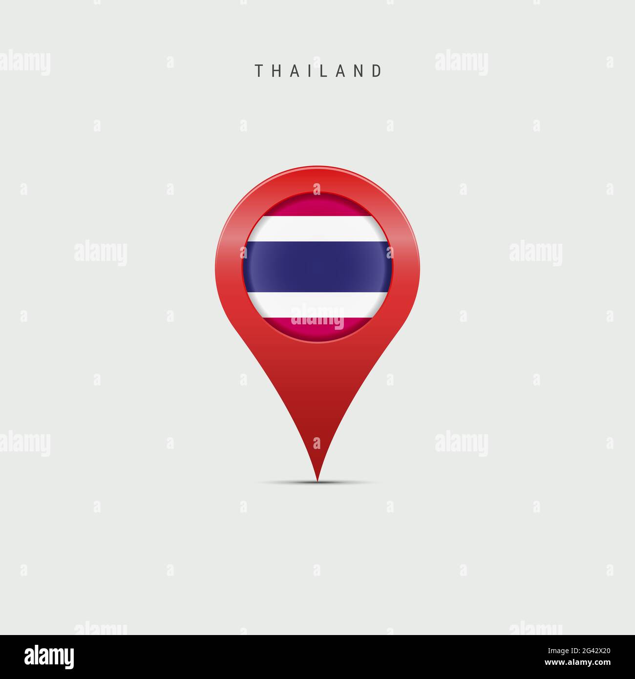 Teardrop map marker with flag of Thailand. Thai flag inserted in the ...