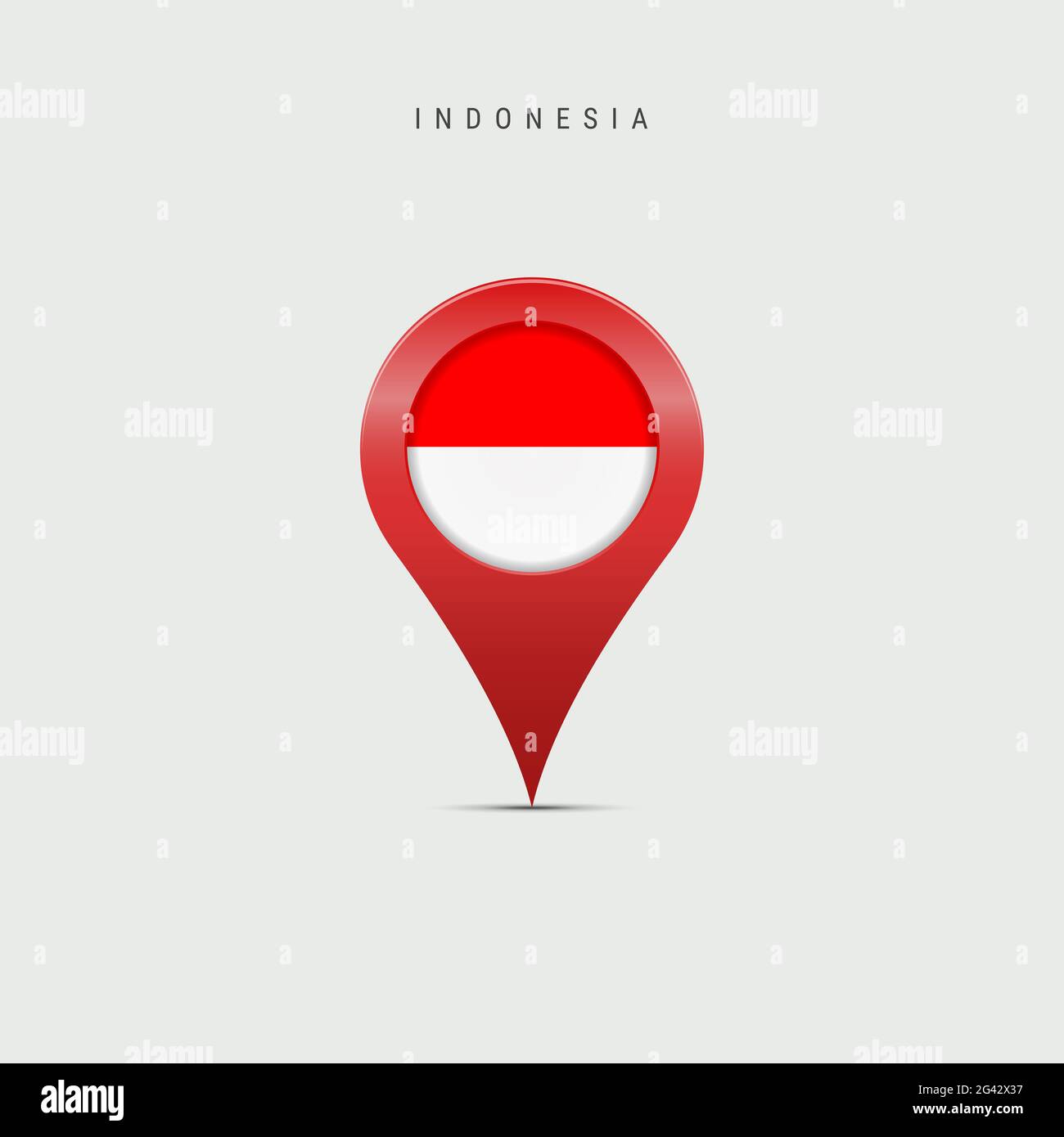 Teardrop map marker with flag of Indonesia. Indonesian flag inserted in ...