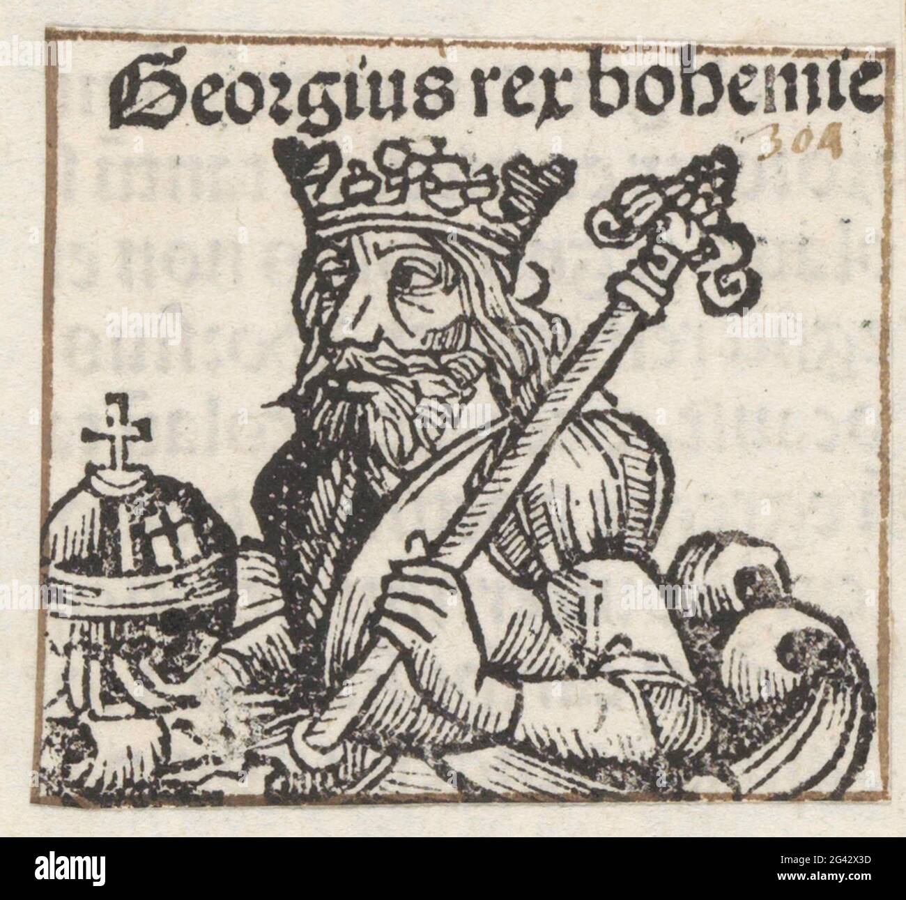 King George from Podiebad; Georgius Rex Bohemia; Liber chronicarum. A ...