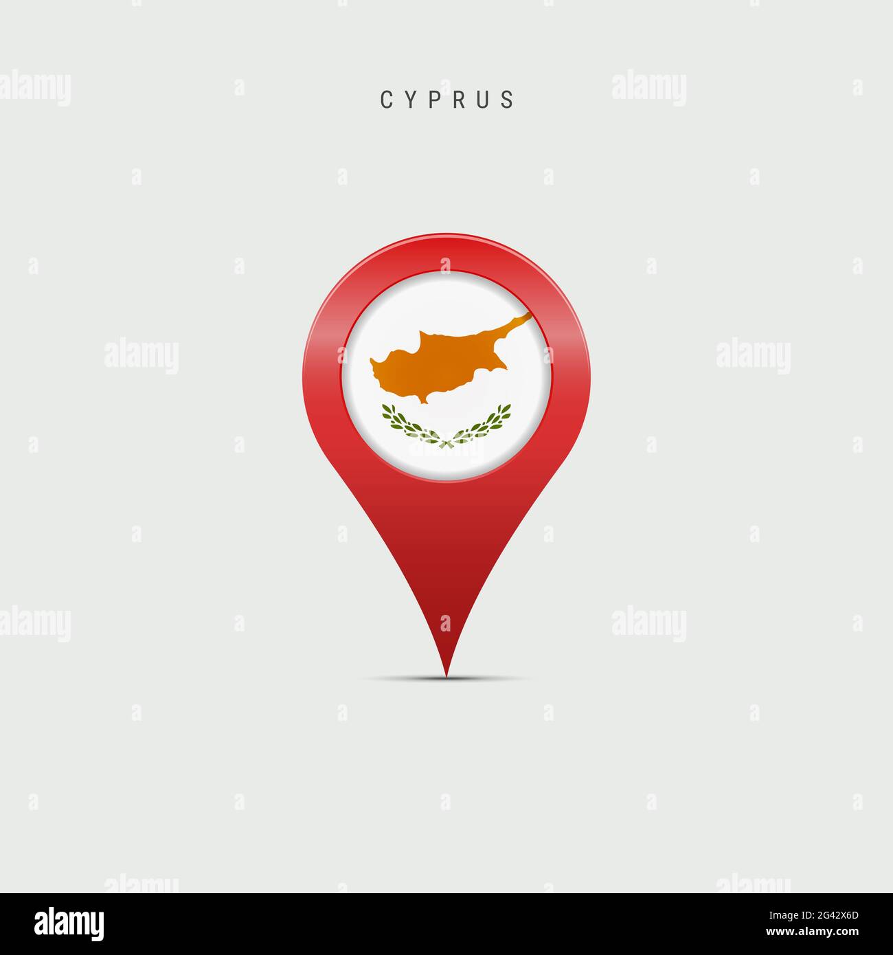 Teardrop map marker with flag of Cyprus. Cypriot flag inserted in the ...