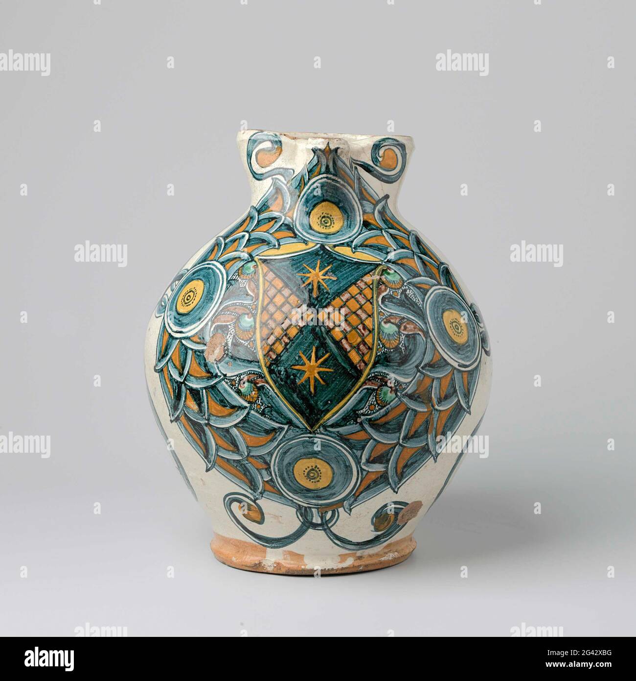 Can, spherical, with squeezed spout and wide, flat ear. Spherical can ...