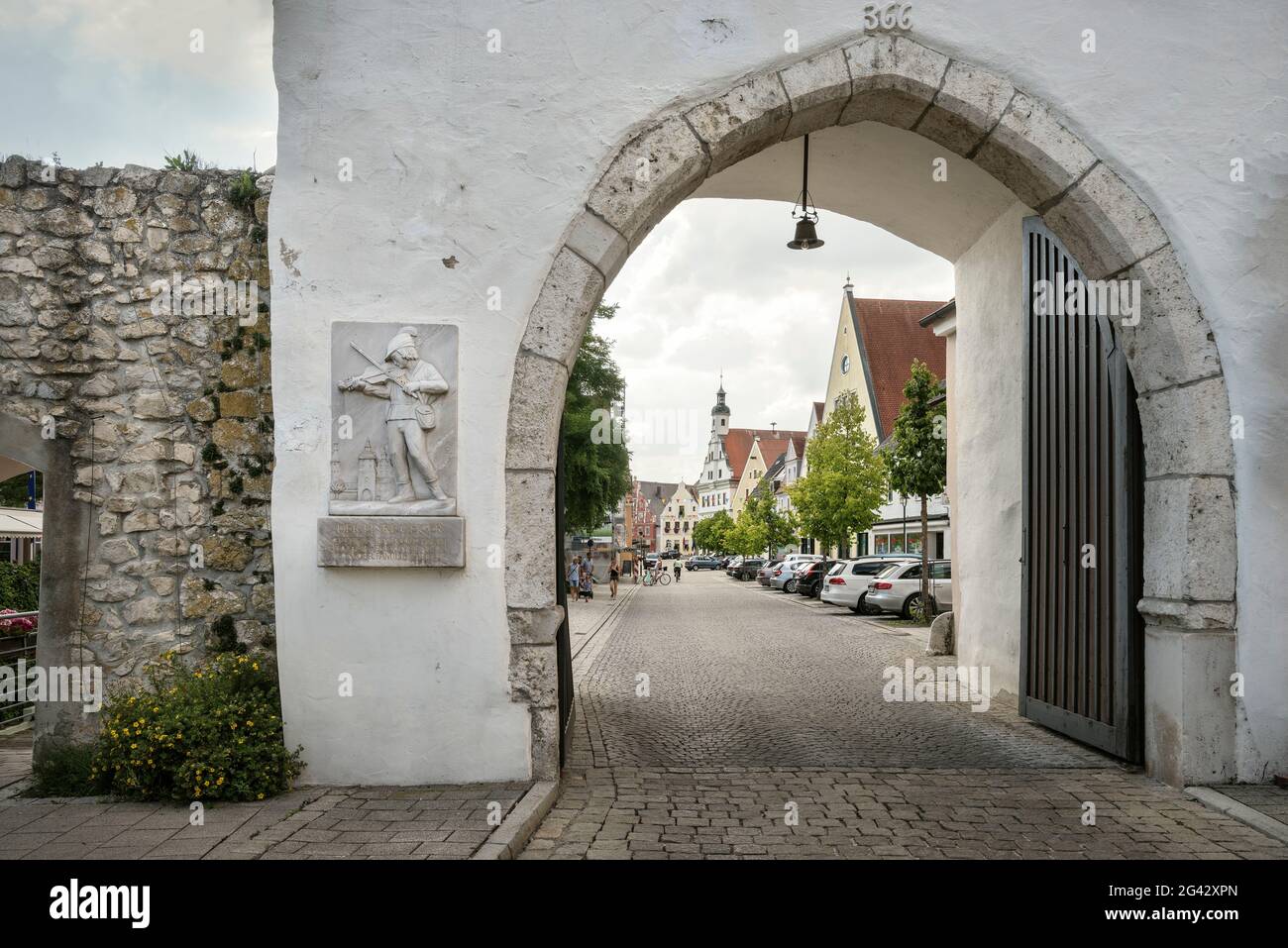 City gate to the old town of Gundelfingen an der Donau, Dillingen ...