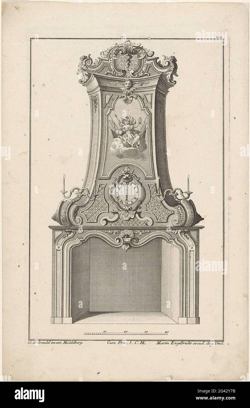 Design for a chimney with Minerva; Nüü inventive Camine. Design for a ...