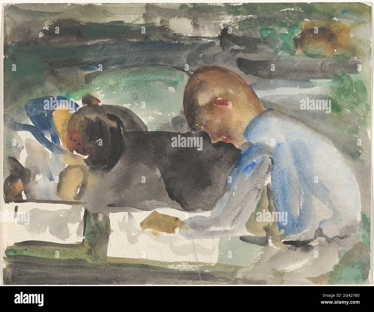 Two drawing children Stock Photo - Alamy