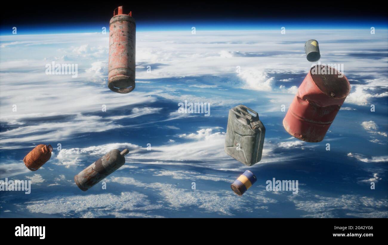 Pollution of the atmosphere of the planet Earth and space Stock Photo ...