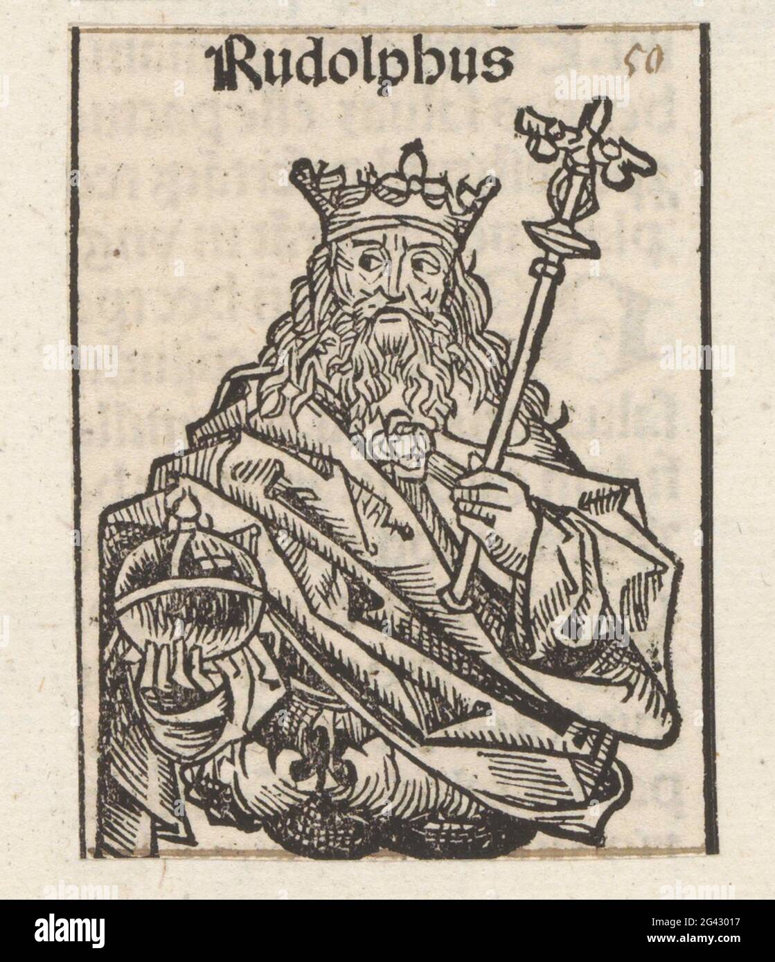 Rudolf II of Burgundy; Rudolphus; Liber chronicarum. A flower celk with ...