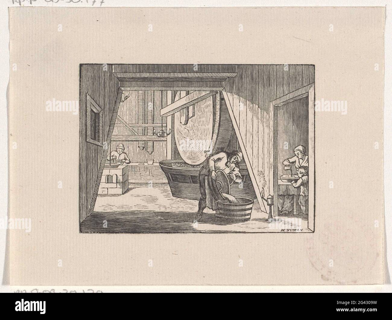 Figures in a mill at work Stock Photo - Alamy