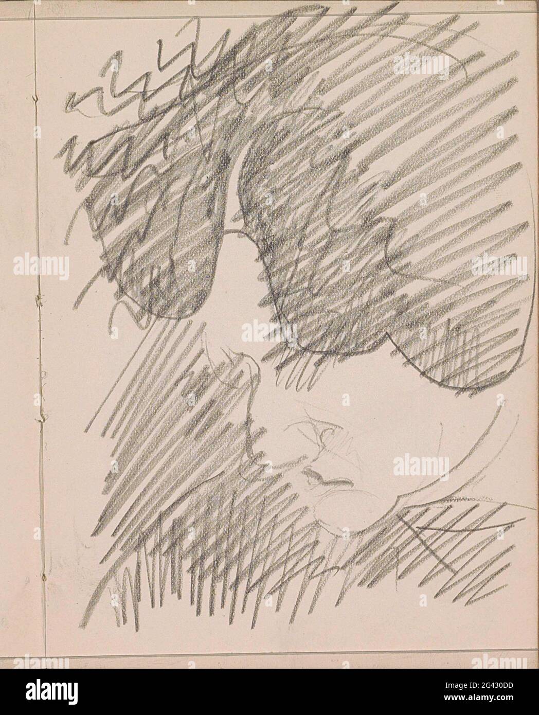 Head of a woman with raised hair. The woman looks down. Leaf 5 Recto ...