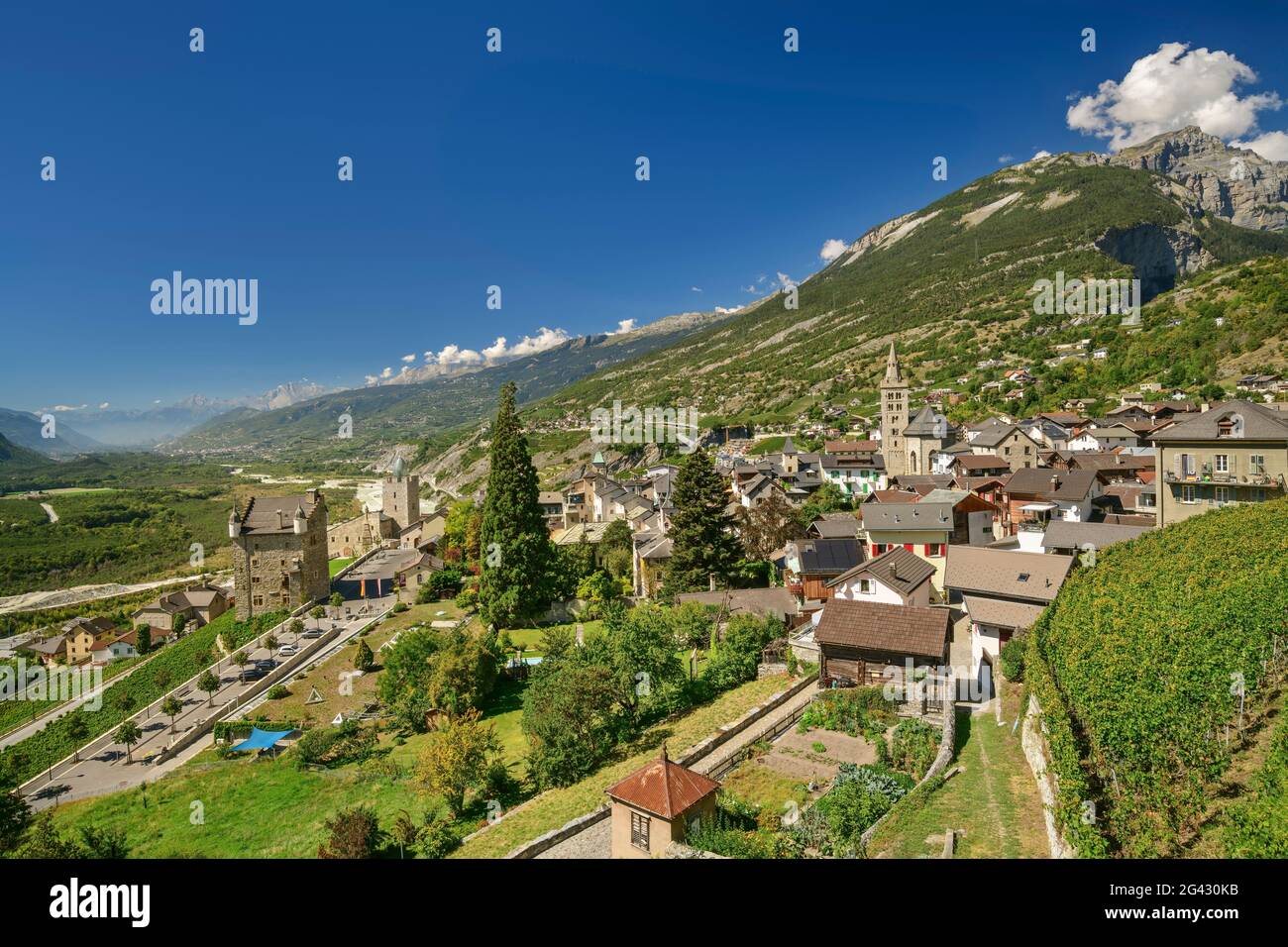 Leuk with Rhonetal, Leuk, Valais, Switzerland Stock Photo - Alamy