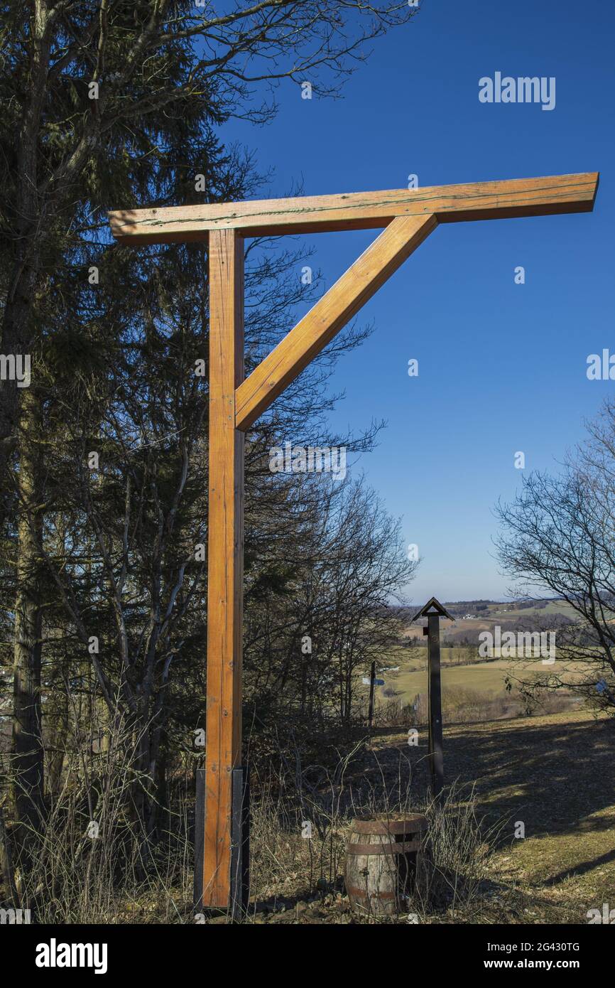 The replica of a gallows at the former place of execution of the ...