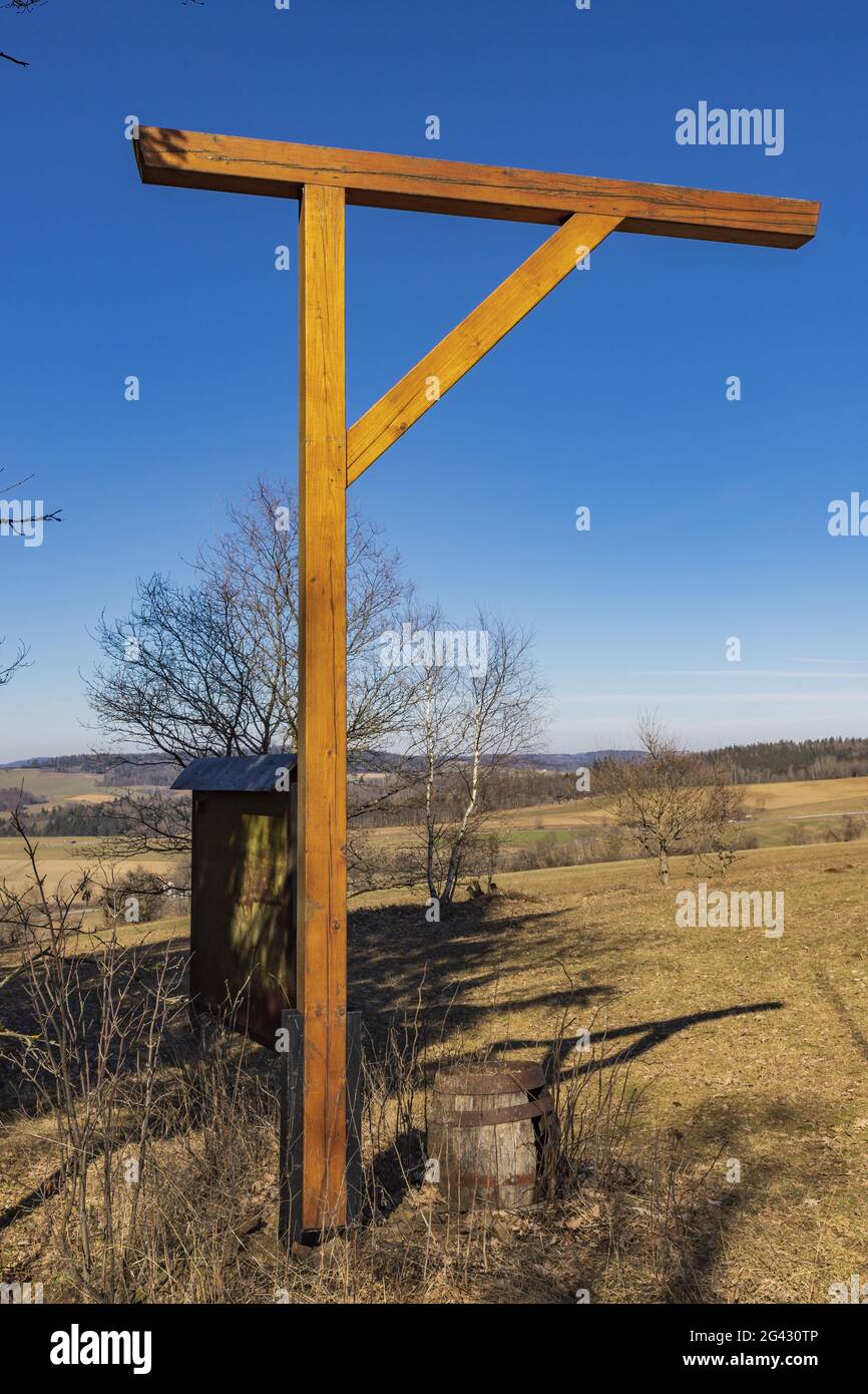The replica of a gallows at the old place of execution of the former ...