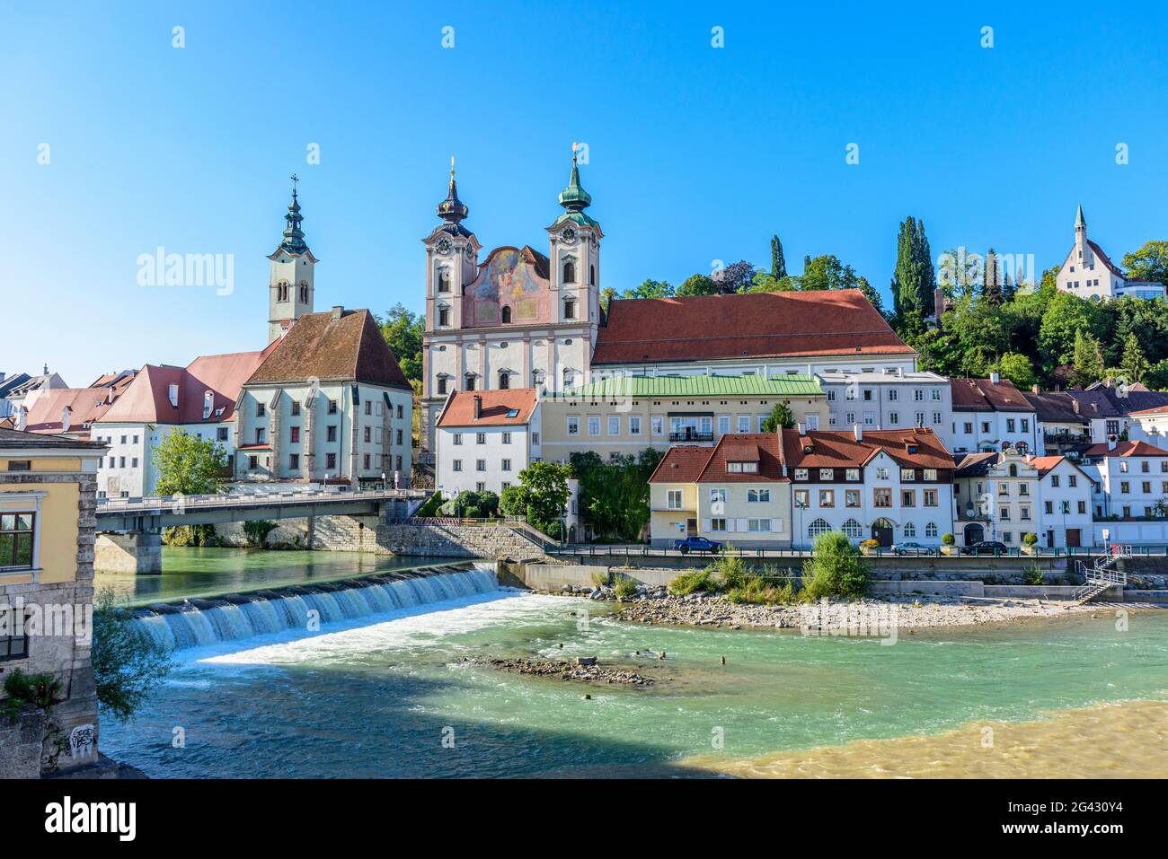 City of Steyr at the confluence of the Steyr and Enns, Upper Austria ...