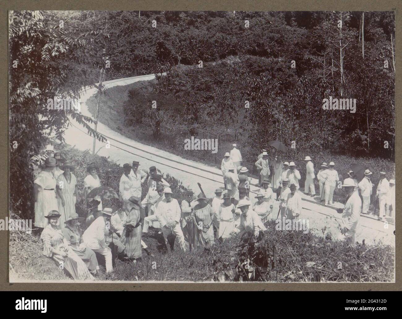 Companion along a railroad track on the Maubberg in Suriname; On the ...