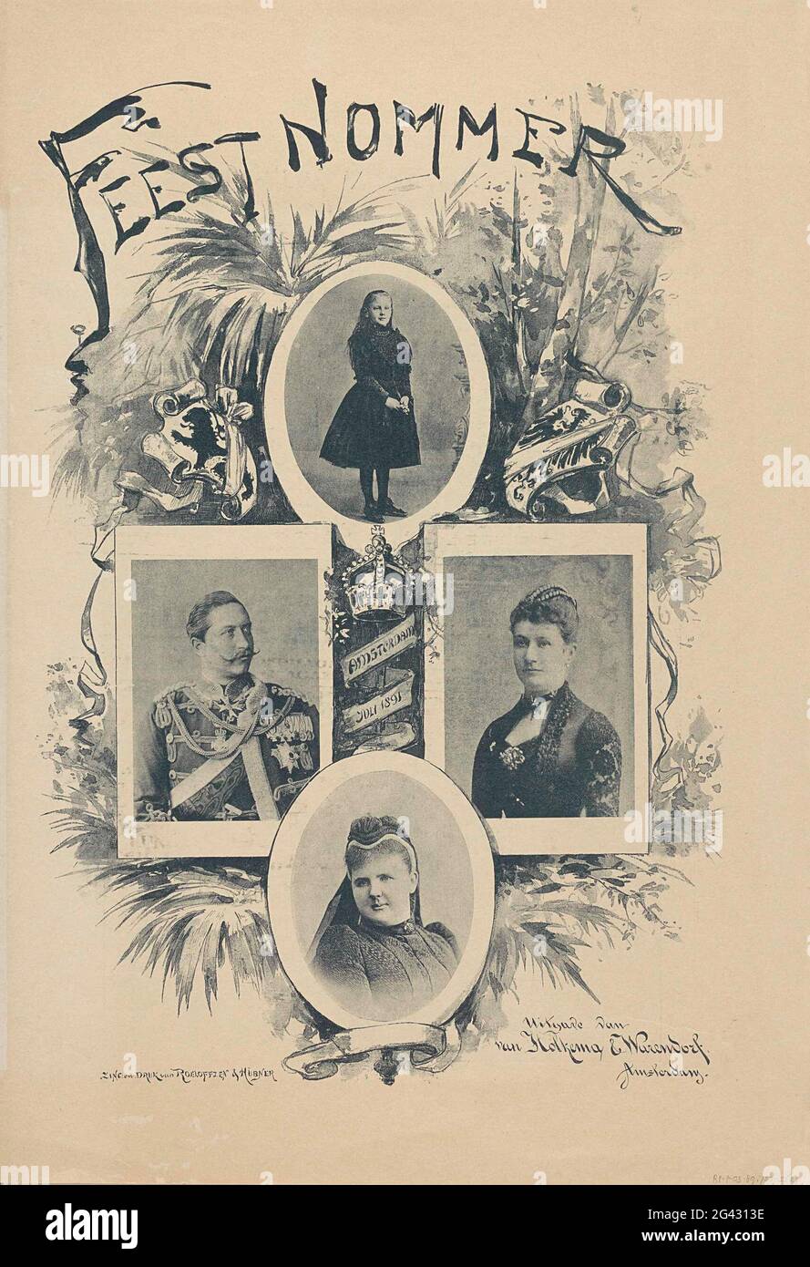Portraits of Princess Wilhelmina, Queen-Regentes Emma and the German ...