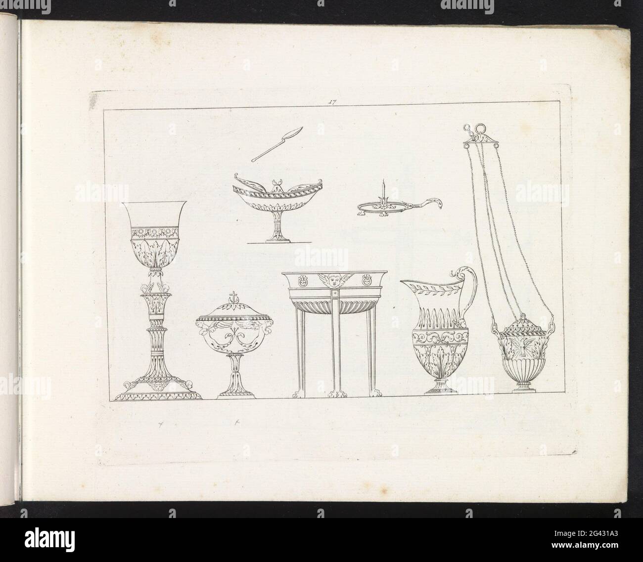 Chalice, can, candlestick, basin and censer; Designs for religious and ...