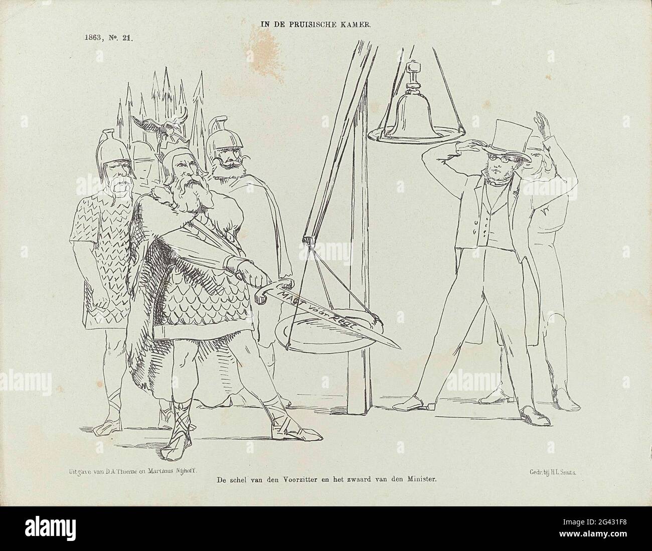 Cartoon about Prussian politics, 1863; In the Prussian room. Cartoon ...
