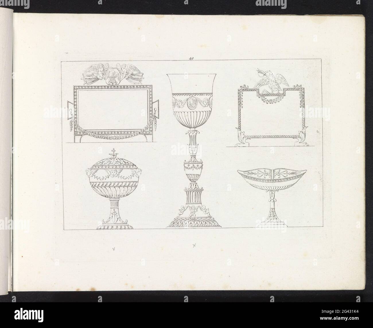 Two fireplace screens, an urn, a chalice and a bowl; Designs for ...