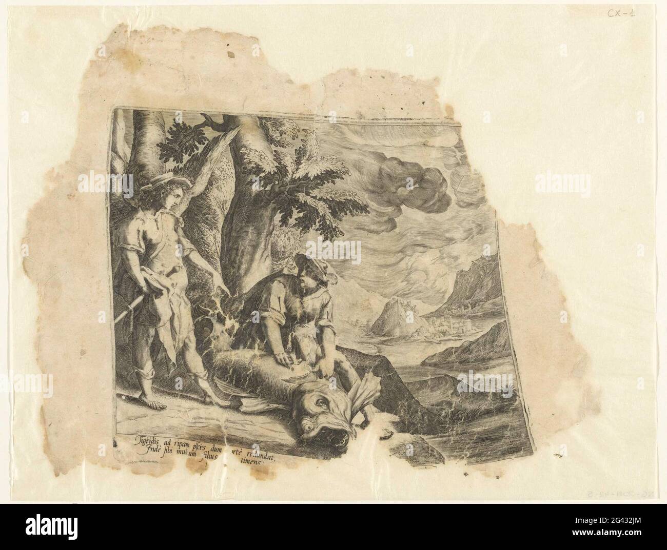 Fishing; History of Tobias. Tobias has caught a fish. The angel Rafael ...