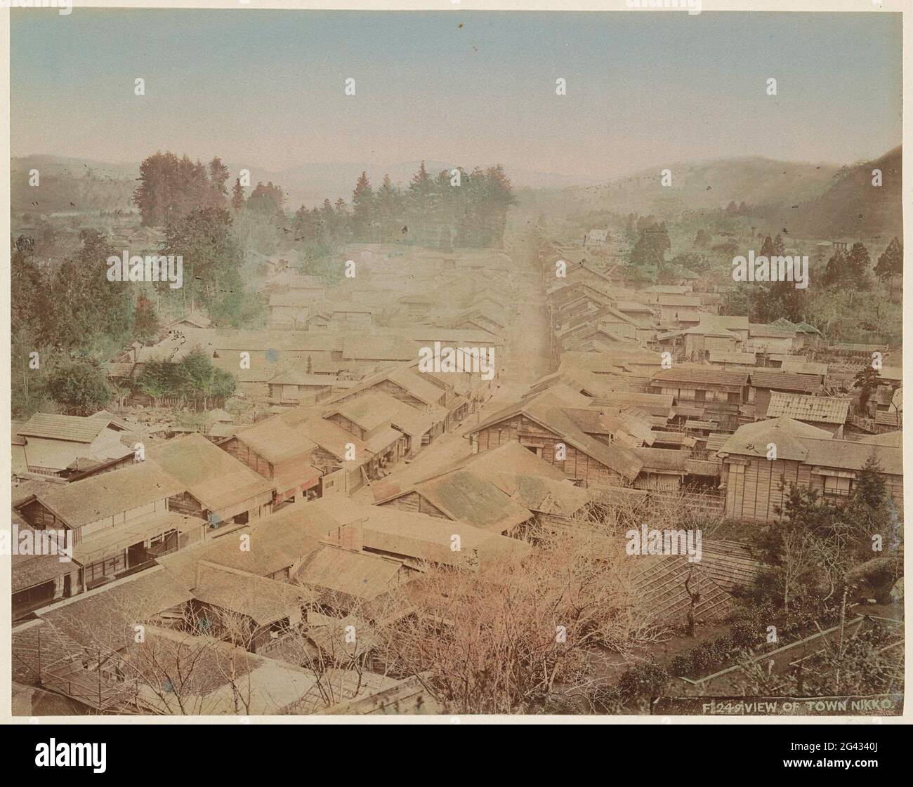 View of a street and houses in Nikko; View of Town Nikko. Part of ...