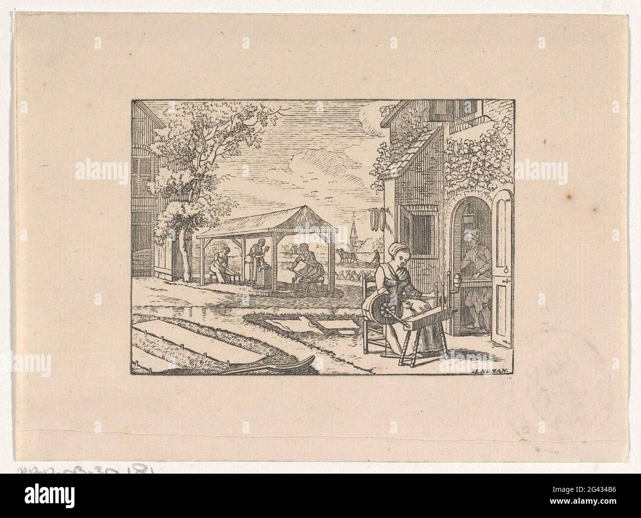 Figures in a textile workshop at work Stock Photo - Alamy