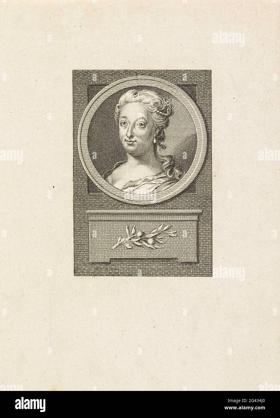 Portrait of Hanover Anna. Portrait of Anna in a circle. On a pedestal ...