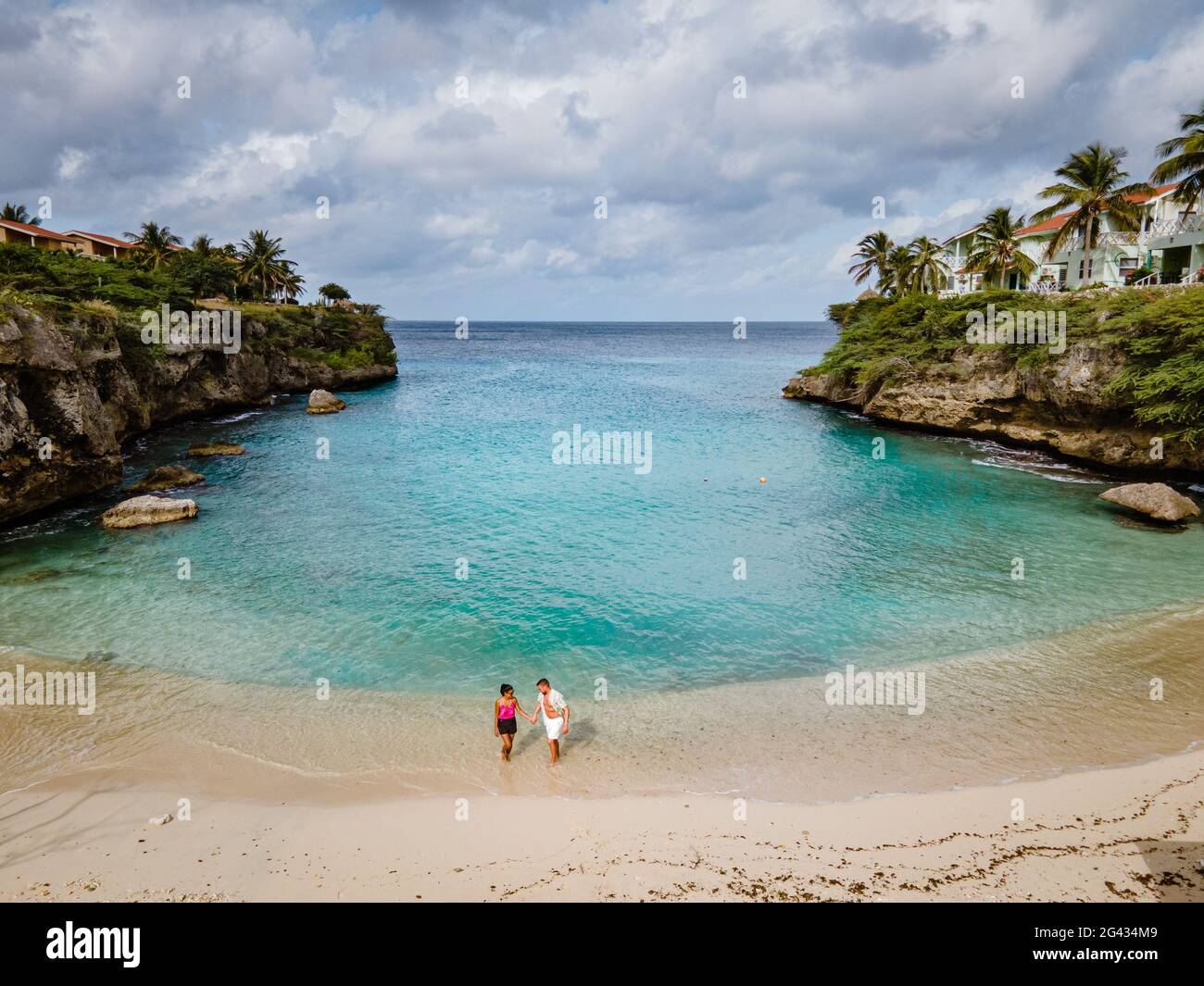 Playa Lagun Beach Cliff Curacao, beautiful tropical bay with white sand ...