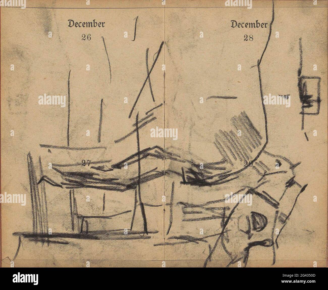 Tensed horses. Page 153 and page 154 From an agenda used as a ...