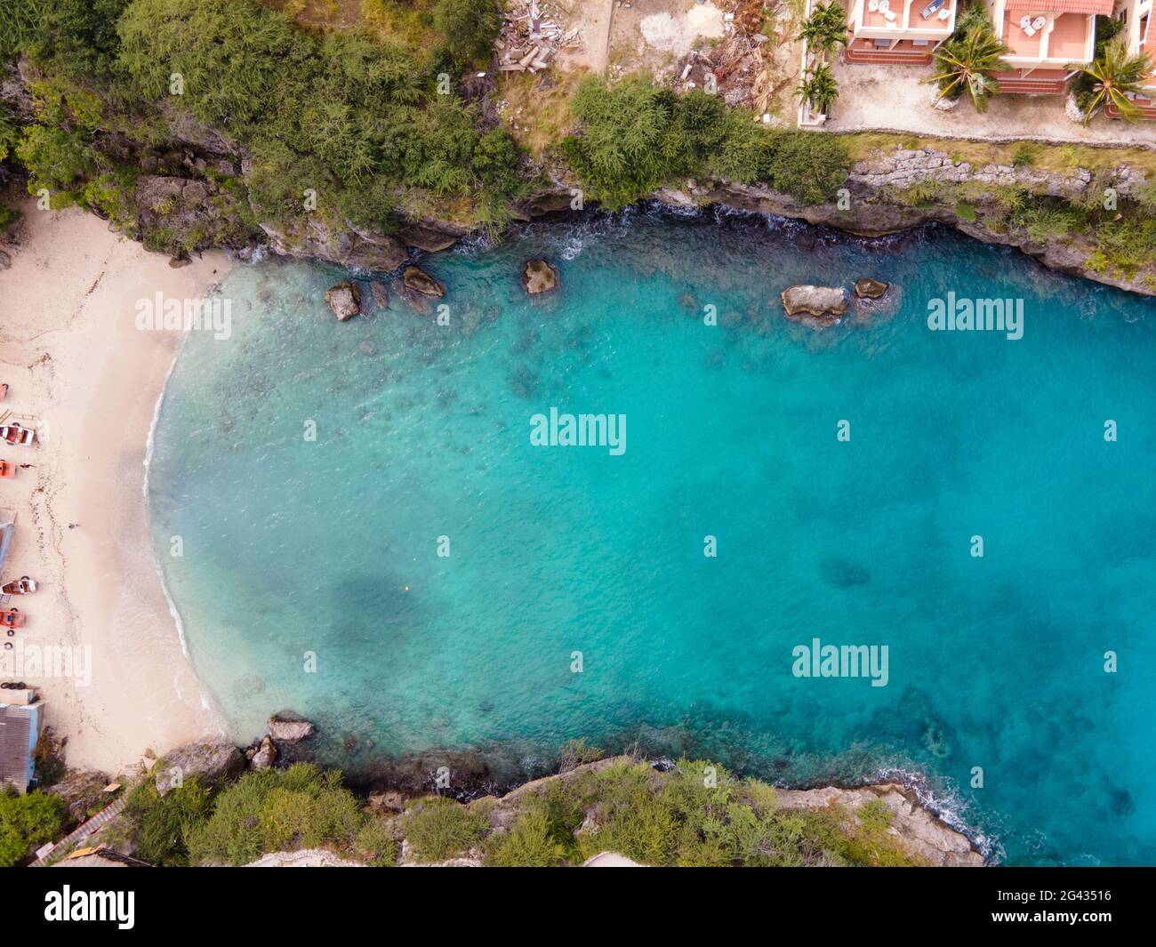 Playa Lagun Beach Cliff Curacao, beautiful tropical bay with white sand ...