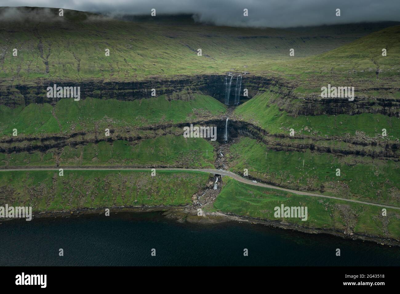 Fossa waterfall on Streymoy island, from above, Faroe Islands Stock ...