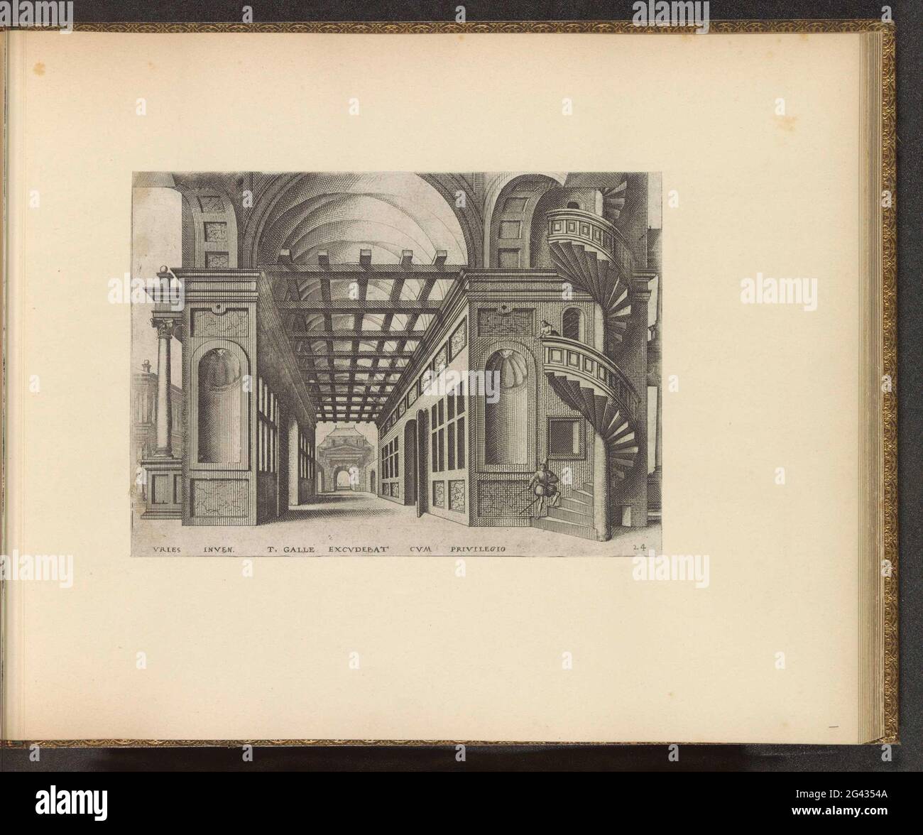 Front hall with cross vault and spiral staircase; Architecture ...