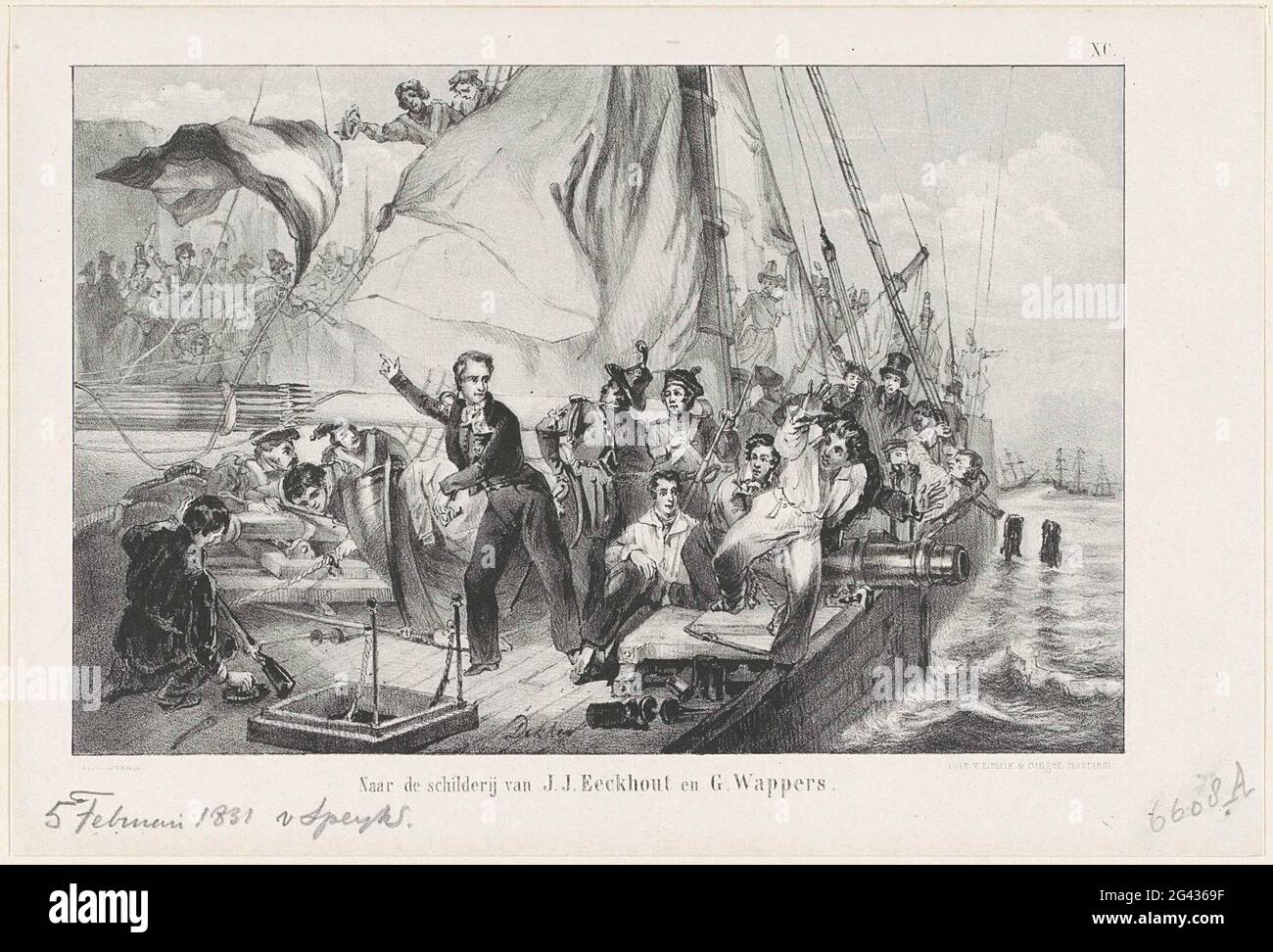 Jan van Speijk at the point to throw the wick in spacious, 1831. The ...