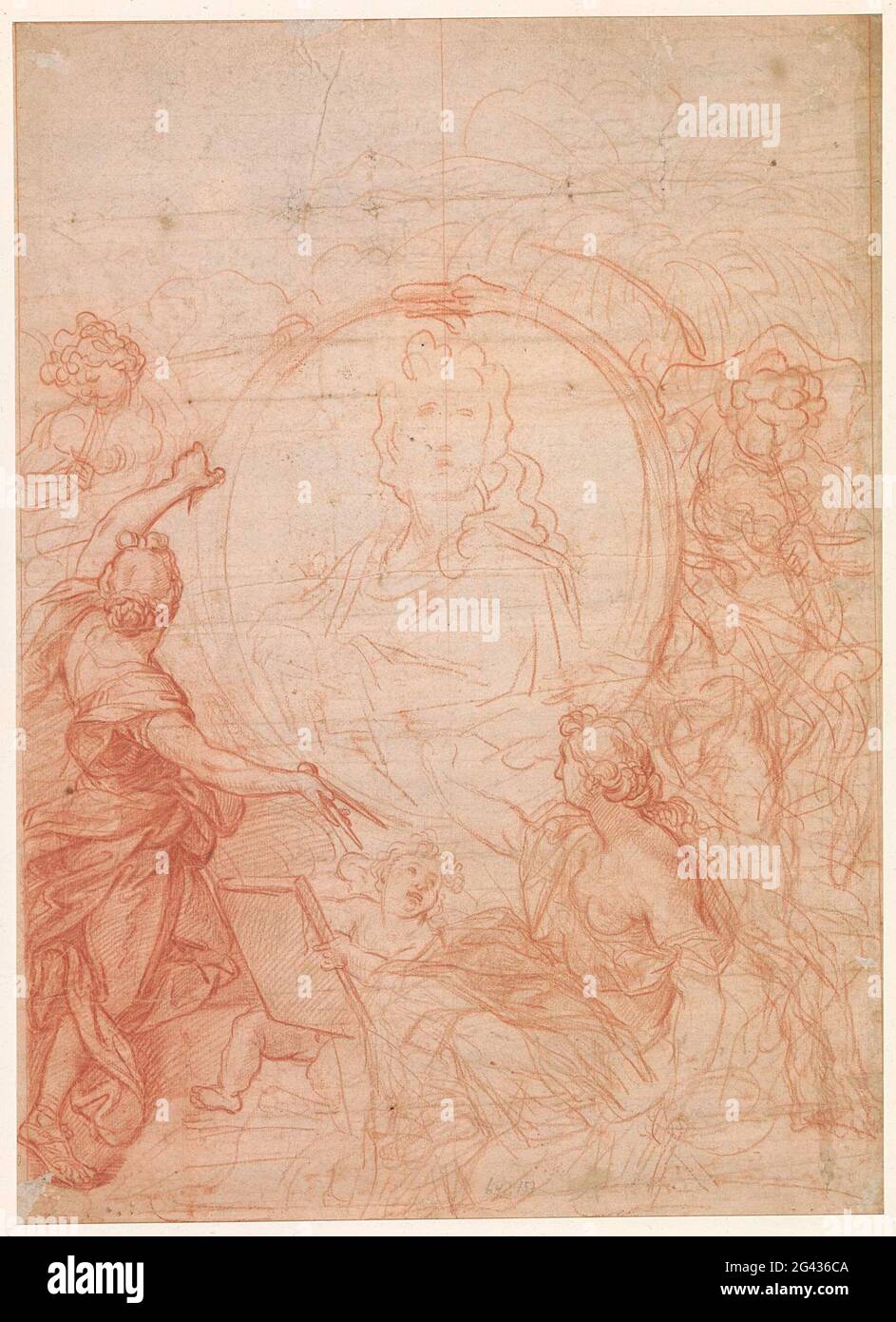 Design for a portrait surrounded by a snake. Design for an engraved ...