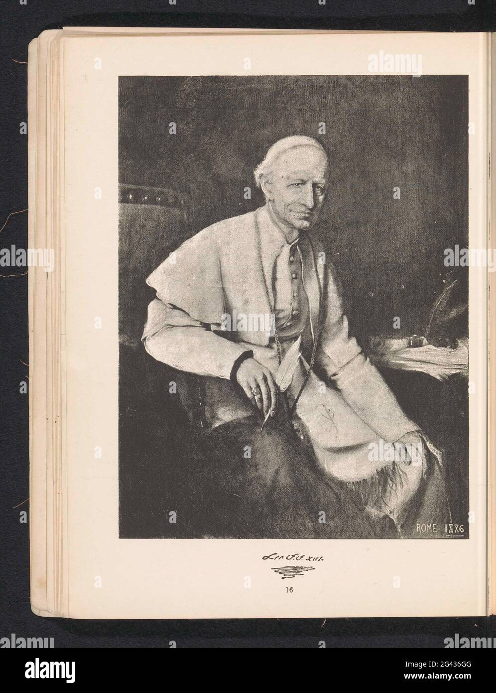 Photo production of a painting, representing a portrait of Pope Leo ...