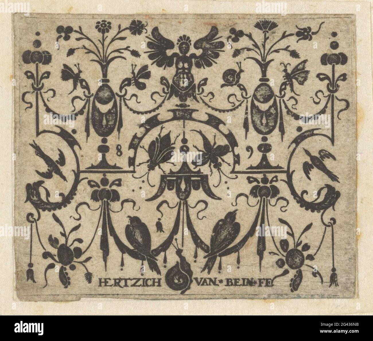 Groteske ornament print with birds. Groteske ornament print with birds ...