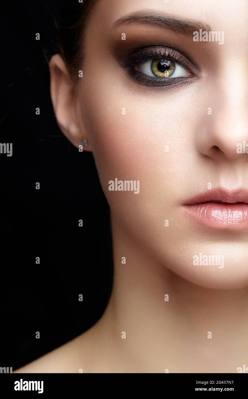 Closeup shot of human female face Stock Photo - Alamy