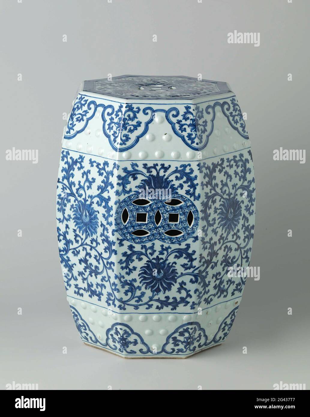 Octagonal Garden Seat With Lotus Scrolls. Octagonal taboo or stool of ...