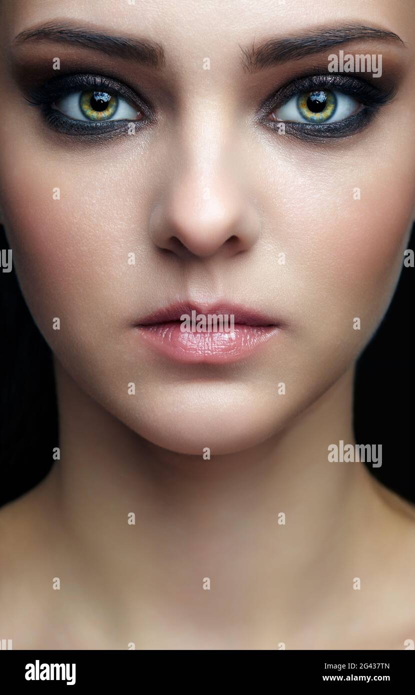 Closeup shot of human female face Stock Photo - Alamy