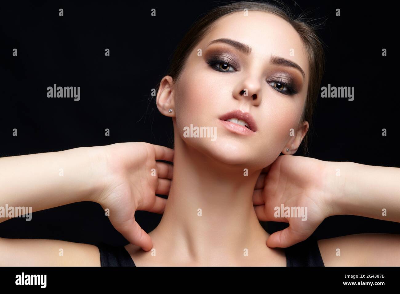 Hands on neck touching face hi-res stock photography and images - Alamy