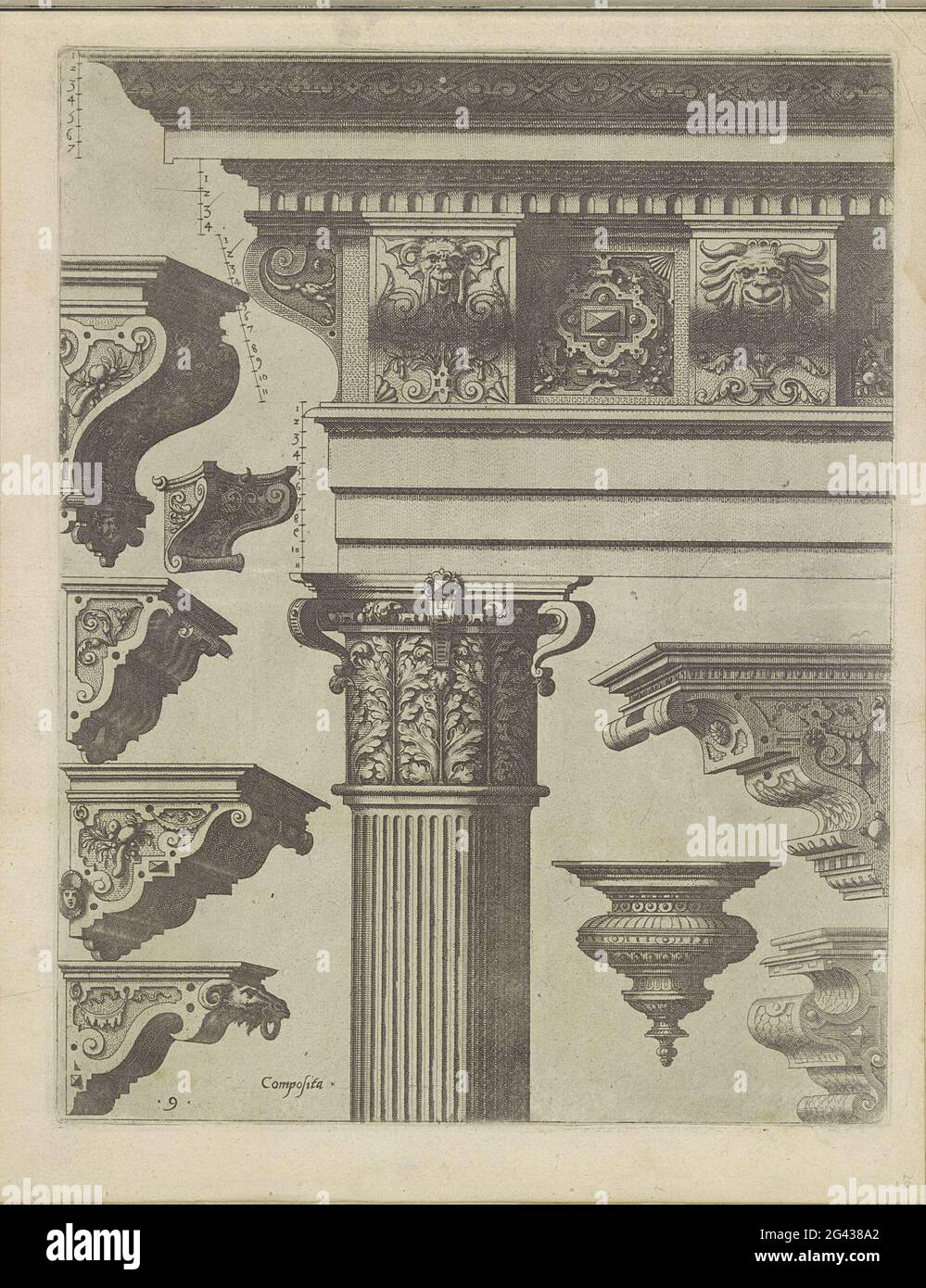 Composite head frame with eight consoles; Das other Buech Germacht Auff ...