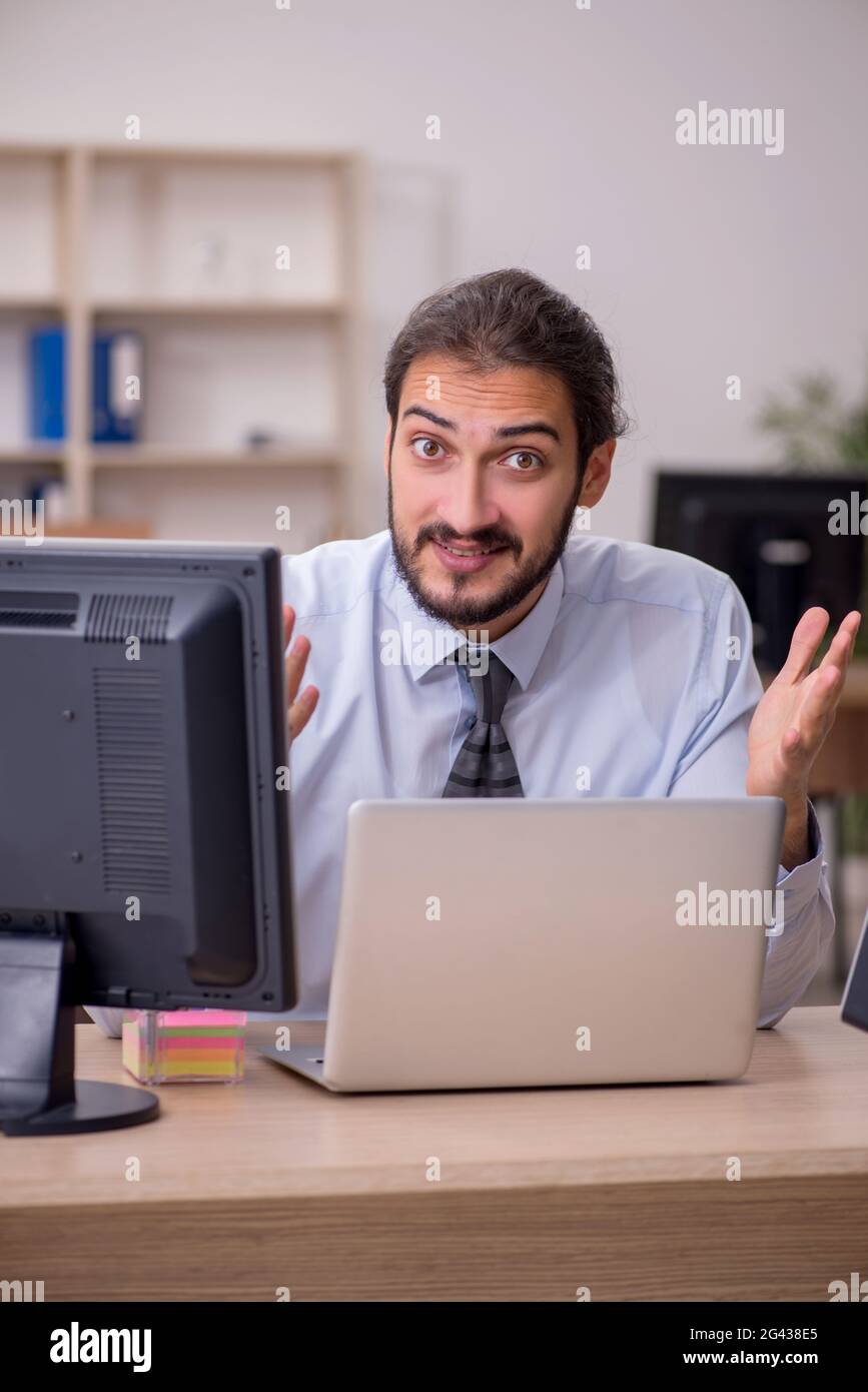 Multitasking employee happy hi-res stock photography and images - Alamy