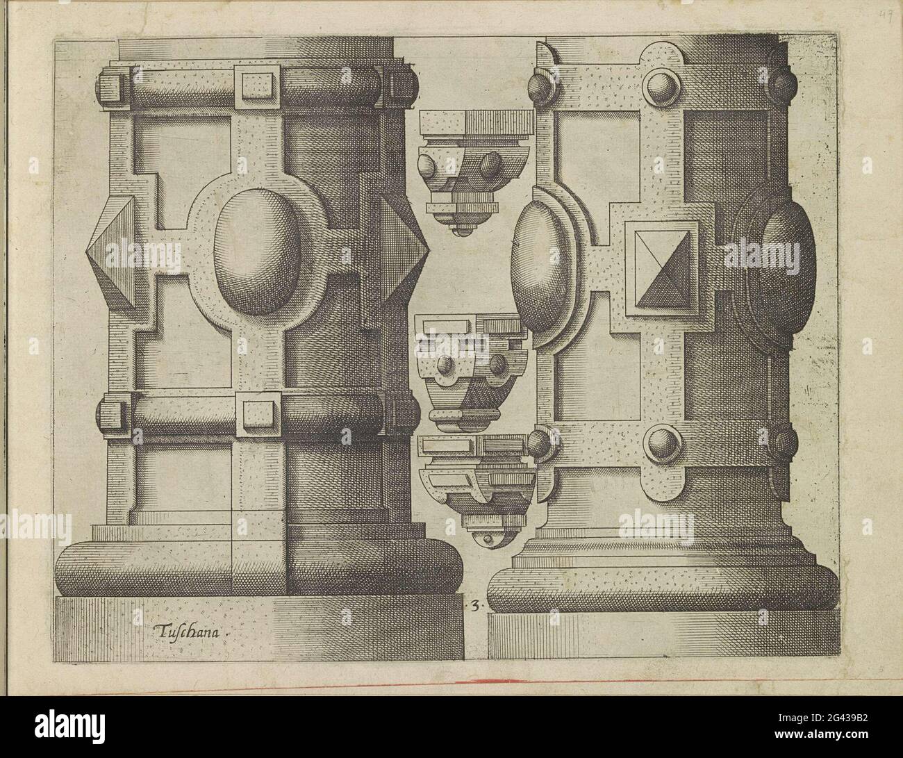 Two 'columnaealatae', in the Tuscan order; Architectura De Posten ...