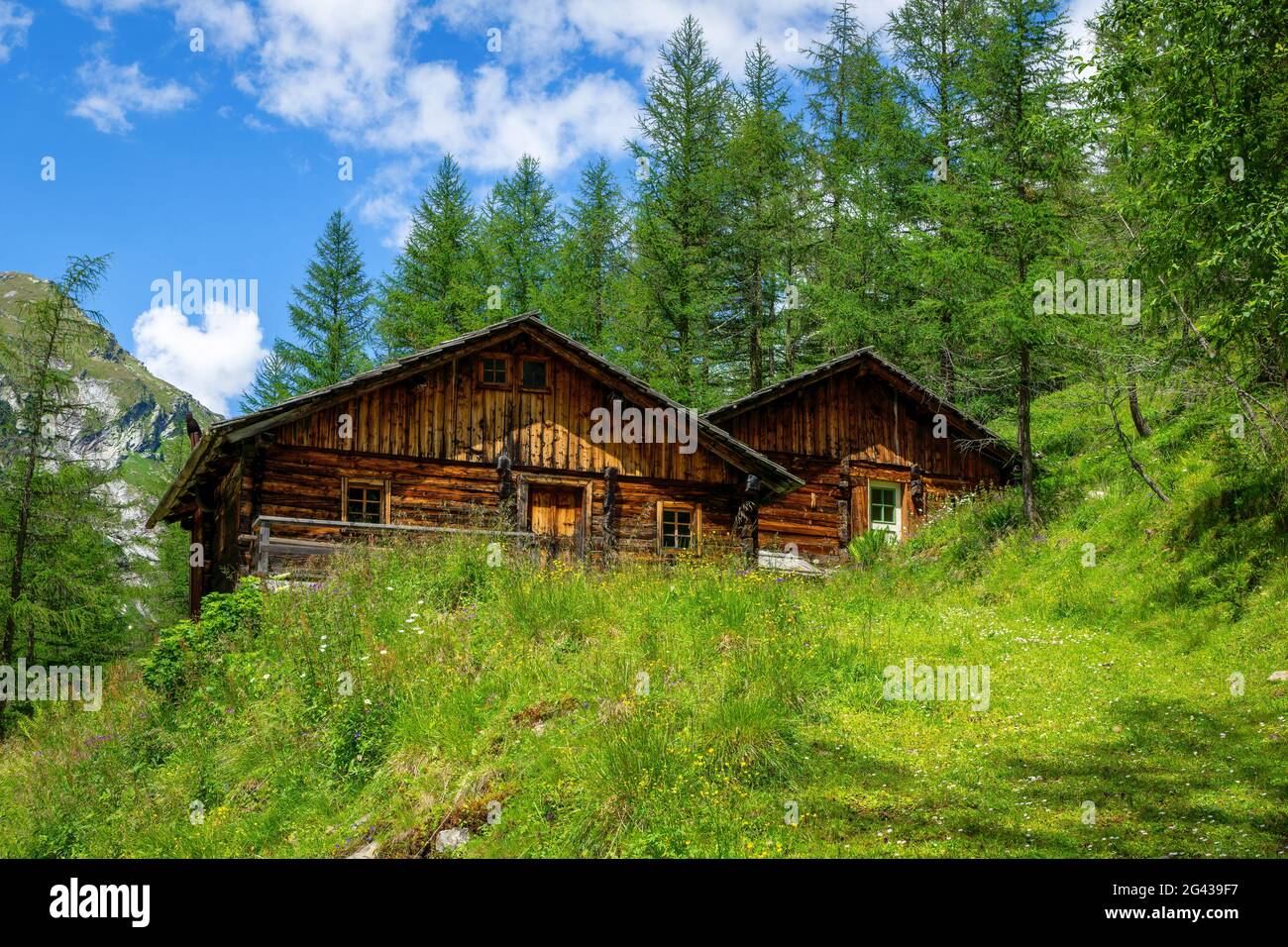 Historic alpine huts in East Tyrol, Austria, Europe Stock Photo - Alamy